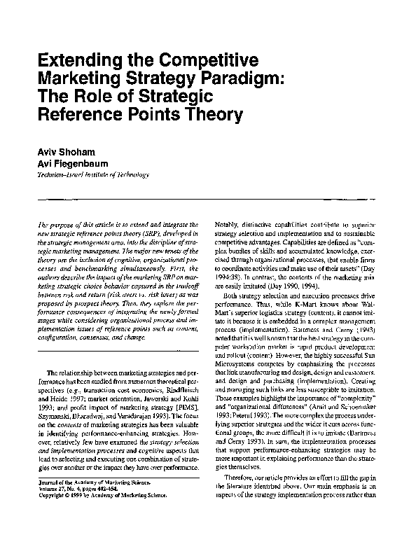 (PDF) Extending the competitive marketing strategy paradigm: The role ...