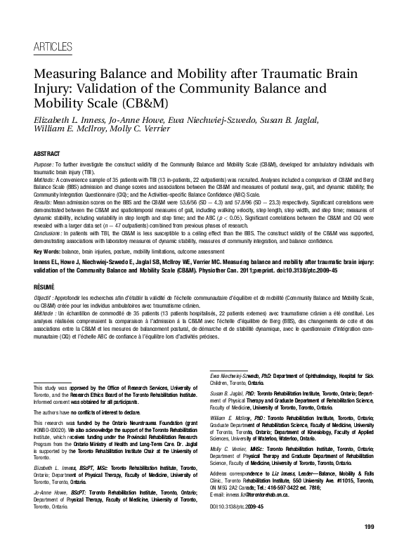(PDF) Measuring Balance and Mobility after Traumatic Brain Injury ...