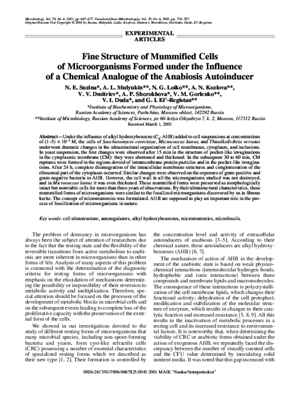 (PDF) [Fine structure of mummified cells of microorganisms formed under ...