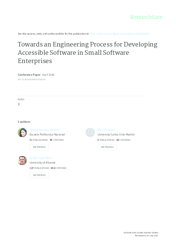 (PDF) Towards an Engineering Process for Developing Accessible Software ...
