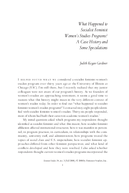 (PDF) What Happened to Socialist Feminist Women's Studies Programs? A ...