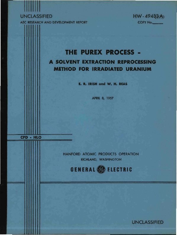 (PDF) THE PUREX PROCESS - A SOLVENT EXTRACTION REPROCESSING METHOD FOR ...