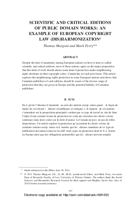 (PDF) Scientific and Critical Editions of Public Domain Works: An ...