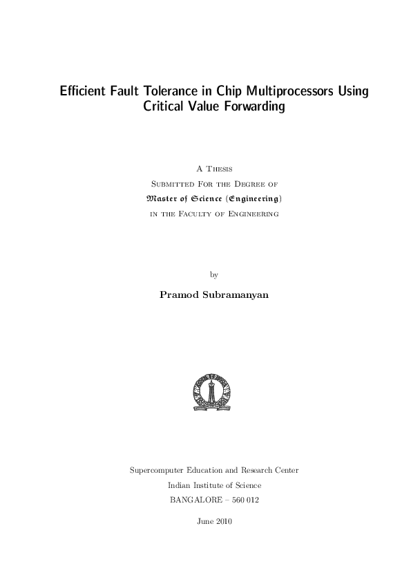 Pdf Energy Efficient Fault Tolerance In Chip Multiprocessors Using Critical Value Forwarding