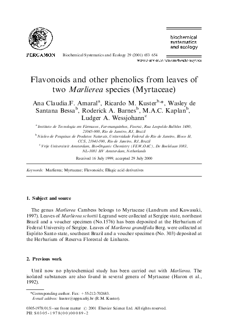 (PDF) Flavonoids and other phenolics from leaves of two Marlierea ...