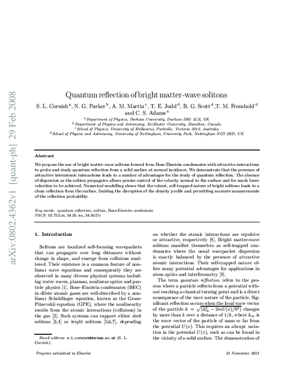 (PDF) Matter wave interference pattern in the collision of bright ...
