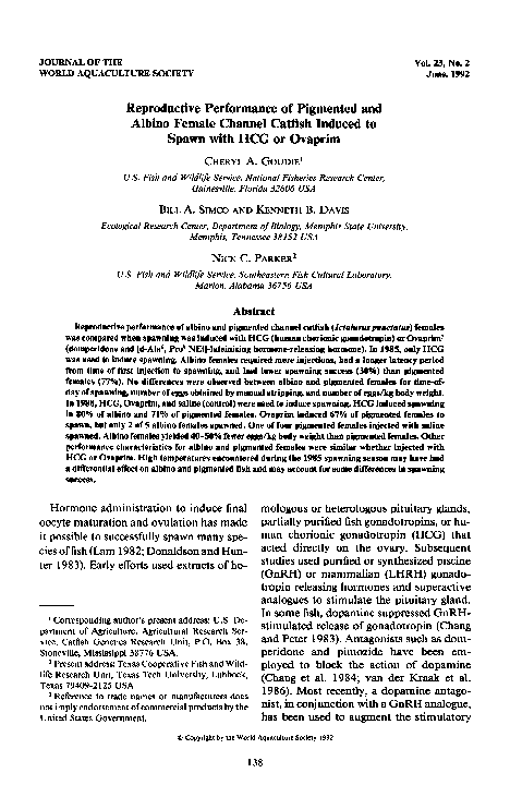 (PDF) Reproductive Performance of Pigmented and Albino Female Channel ...