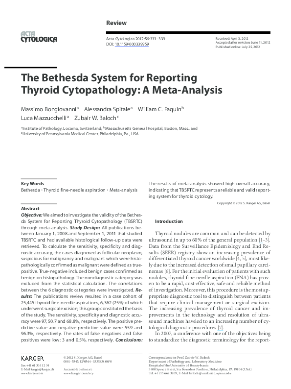 (PDF) The Bethesda System for Reporting Thyroid Cytopathology : A Five ...