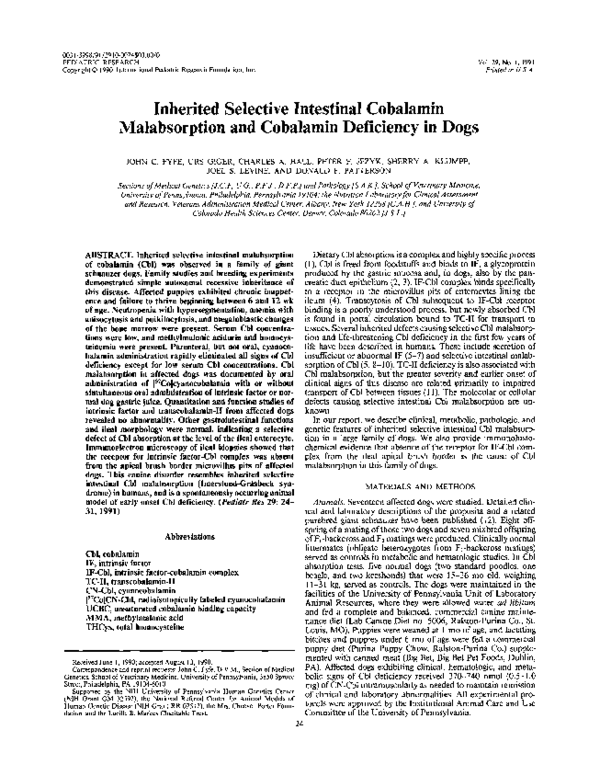 (PDF) Inherited Selective Intestinal Cobalamin Malabsorption and ...