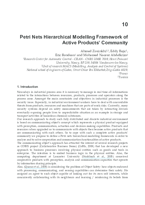 (PDF) Petri Nets Hierarchical Modelling Framework of Active Products’ Community