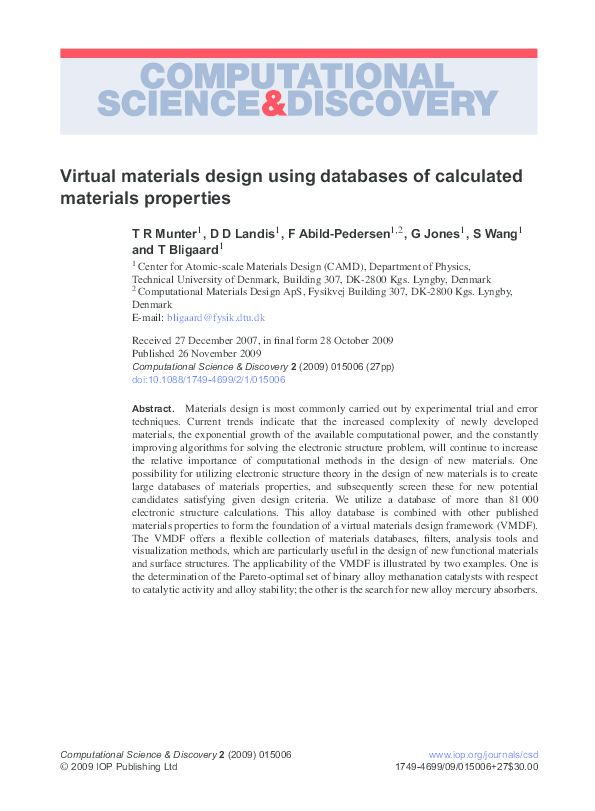 (PDF) Virtual materials design using databases of calculated materials ...