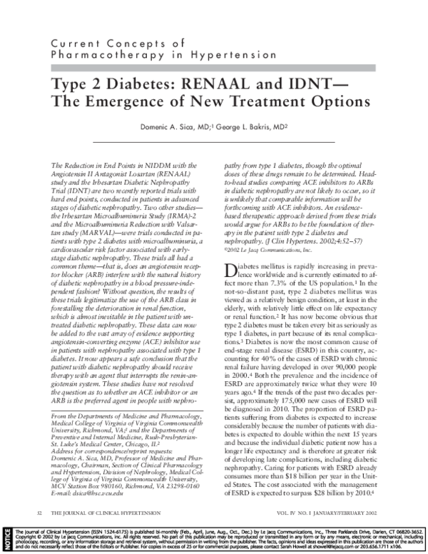 (PDF) Type 2 Diabetes: RENAAL and IDNT-The Emergence of New Treatment ...