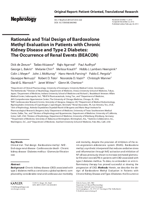 (PDF) Bardoxolone Methyl in Type 2 Diabetes and Stage 4 Chronic Kidney ...