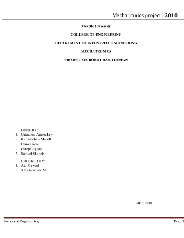 (PDF) Mechatronics project 2010