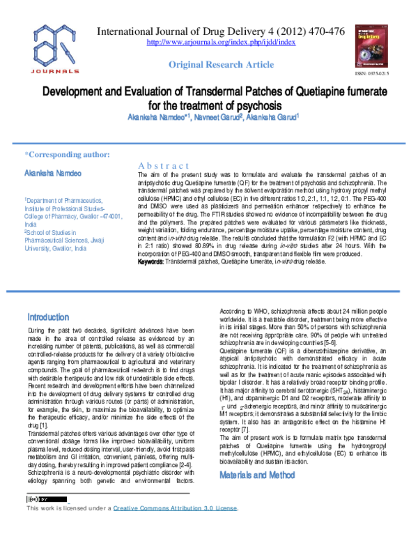 Pdf Development And Evaluation Of Transdermal Patches Of Celecoxib