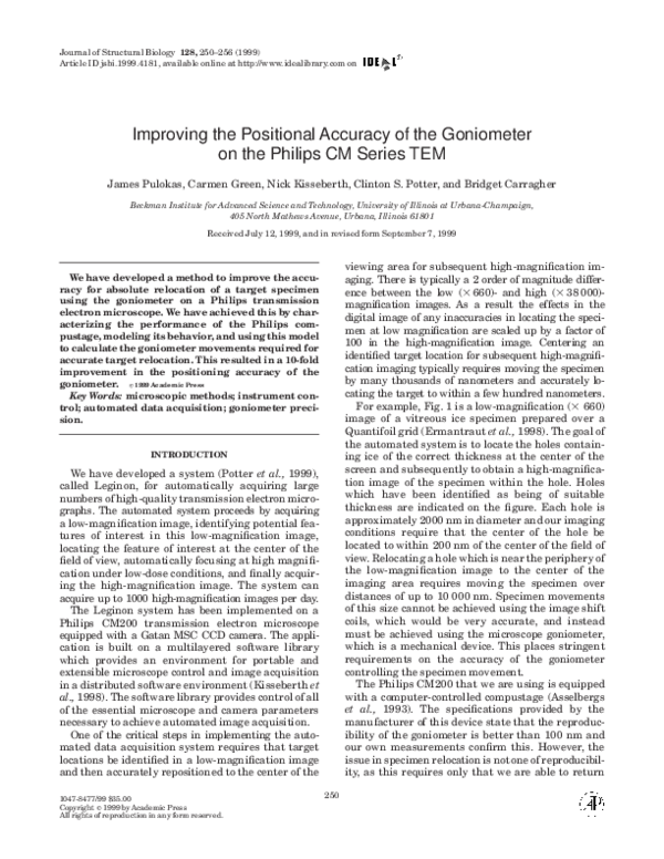 (PDF) Improving the Positional Accuracy of the Goniometer on the ...