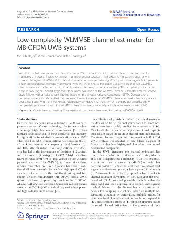 (PDF) Low-Complexity MMSE Channel Estimator for MB-OFDM UWB Systems