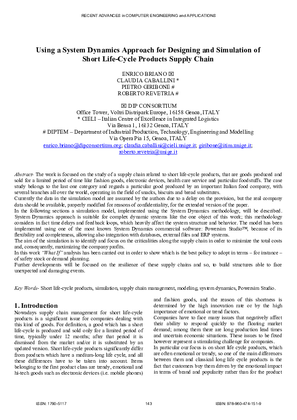 (PDF) Using a system dynamics approach for designing and simulation of short life-cycle products ...