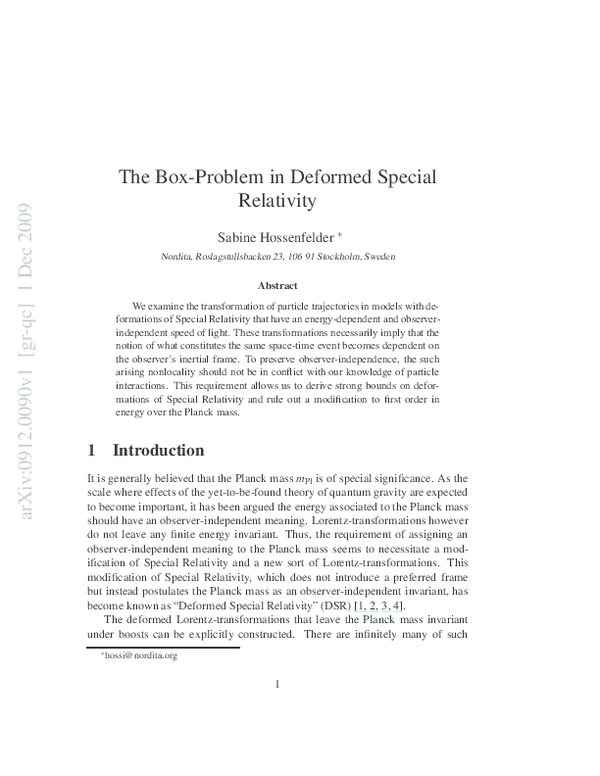 (PDF) The box-problem in deformed special relativity