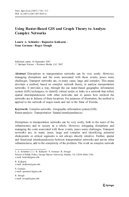 Pdf Using Raster Based Gis And Graph Theory To Analyze Complex Networks