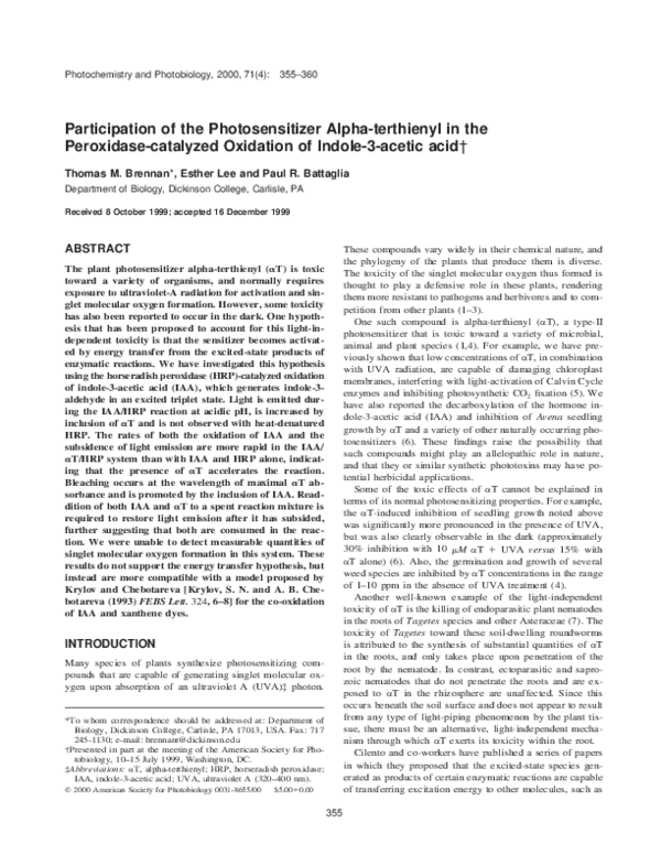 (PDF) Participation of the Photosensitizer Alpha-terthienyl in ...