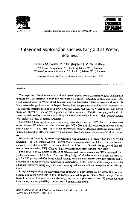 (PDF) Integrated exploration success for gold at Wetar, Indonesia