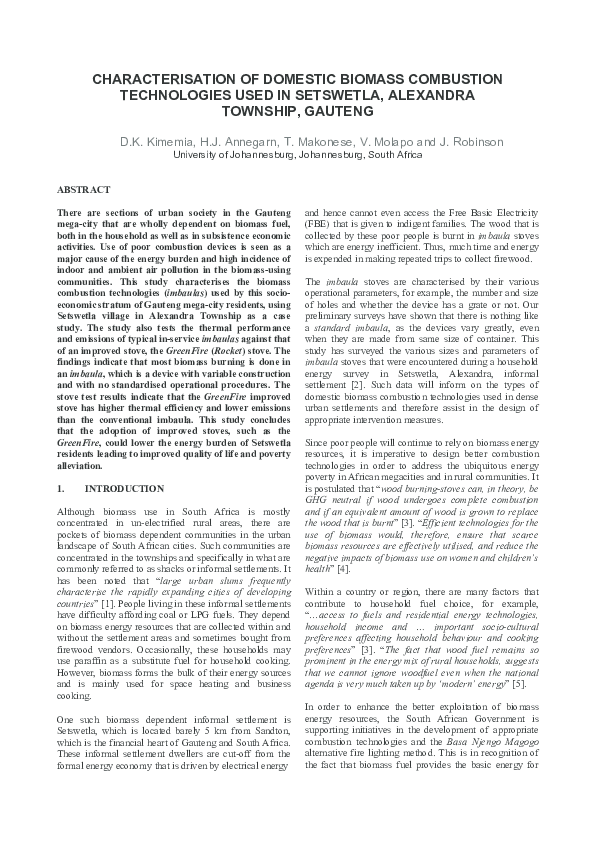 (PDF) CHARACTERISATION OF DOMESTIC BIOMASS COMBUSTION TECHNOLOGIES USED ...