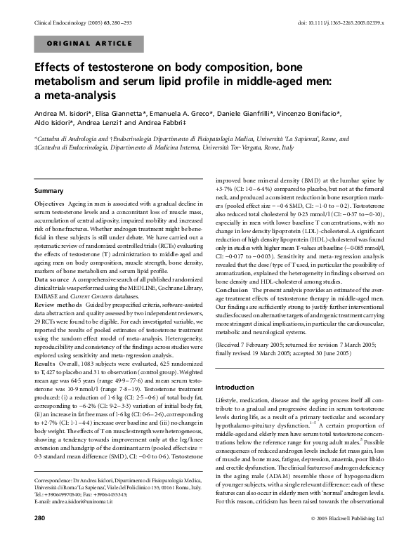 (PDF) Effects of testosterone on body composition, bone metabolism and ...