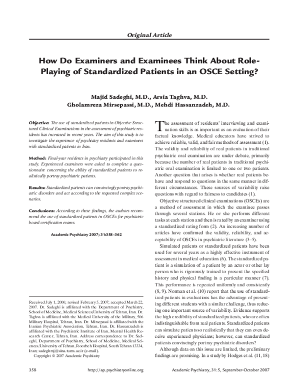 (PDF) How Do Examiners and Examinees Think About Role-Playing of ...