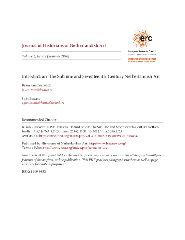 (PDF) Special Issue Journal of Historians of Netherlandish Art. The Sublime and Seventeenth ...