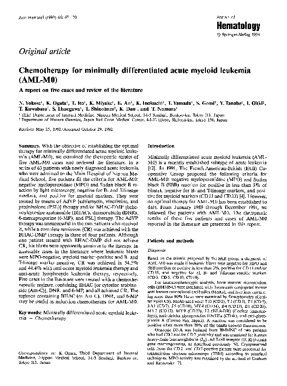 (PDF) Chemotherapy for minimally differentiated acute myeloid leukemia ...