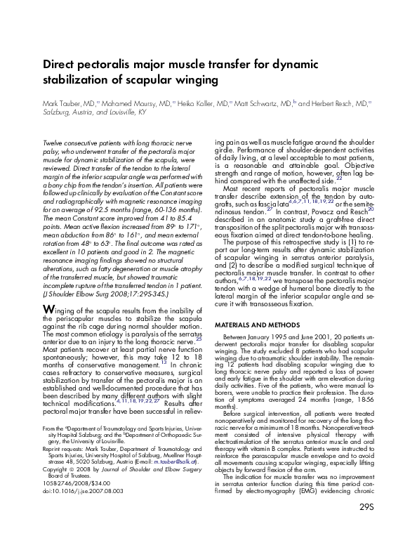 (PDF) Direct pectoralis major muscle transfer for dynamic stabilization ...