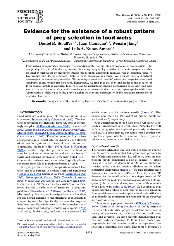 (PDF) Evidence for the existence of a robust pattern of prey selection ...
