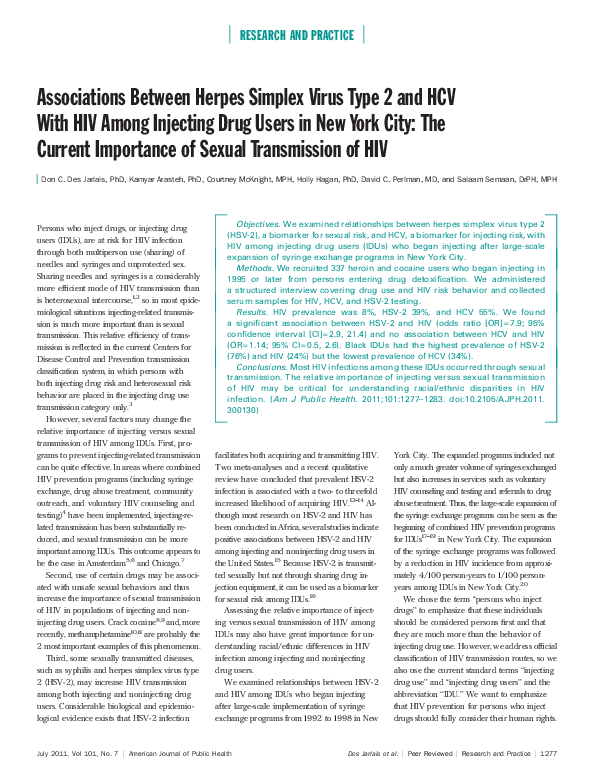 (PDF) Associations Between Herpes Simplex Virus Type 2 and HCV With HIV ...