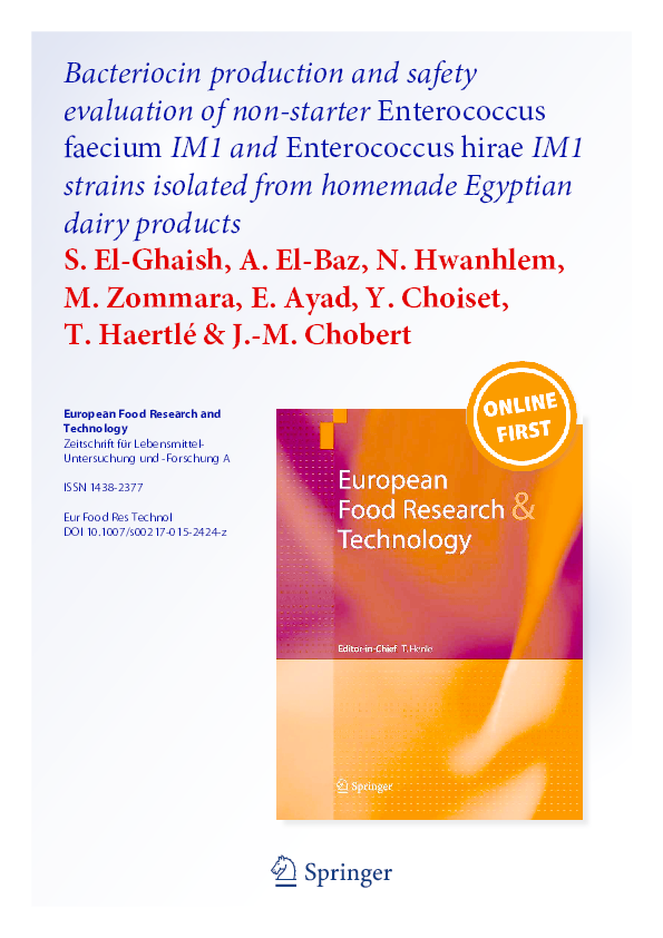 Pdf Bacteriocin Production And Safety Evaluation Of Non Starter Enterococcus Faecium Im1 And