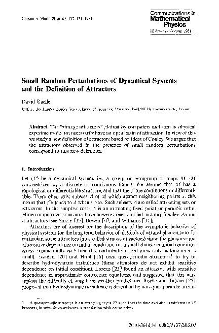 (PDF) Small random perturbations of dynamical systems and the definition of attractors