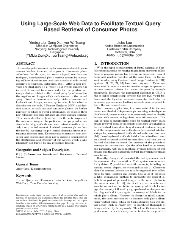 Pdf Using Large Scale Web Data To Facilitate Textual Query Based