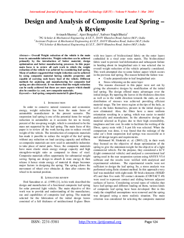 (PDF) Design and Analysis of Composite Leaf Spring – A Review