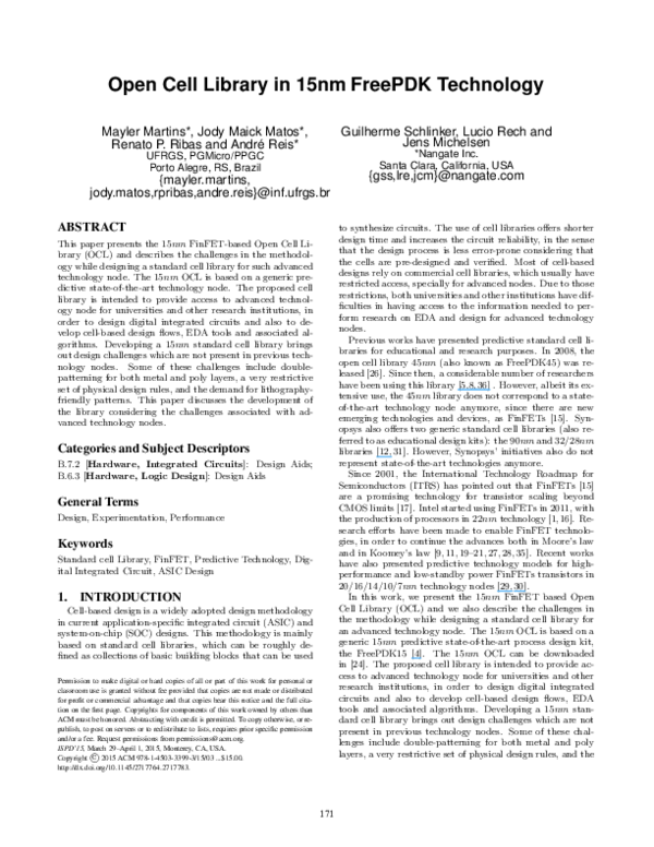 (PDF) Open Cell Library in 15nm FreePDK Technology