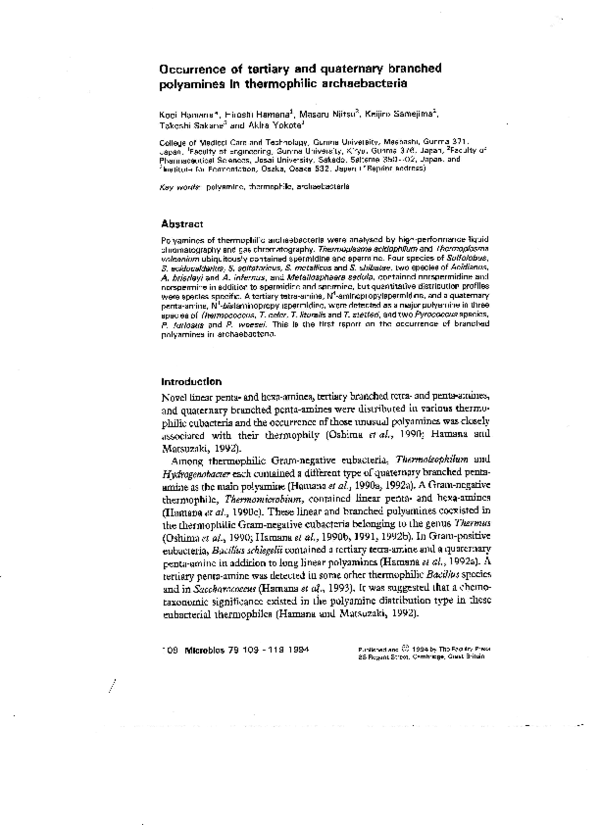 (PDF) Occurrence of tertiary and quaternary branched polyamines in ...