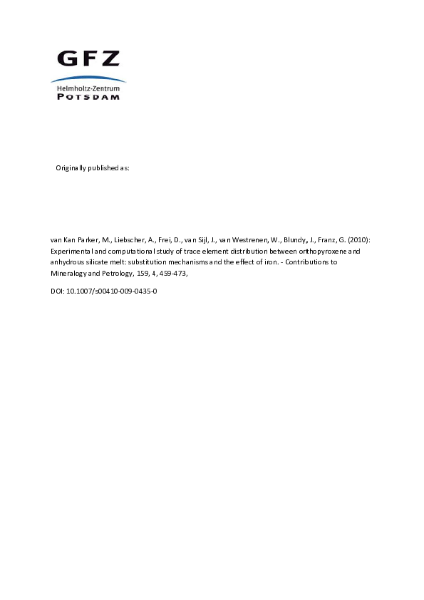 (PDF) Experimental and Computational Study of Trace Element Distribution Between Orthopyroxene ...
