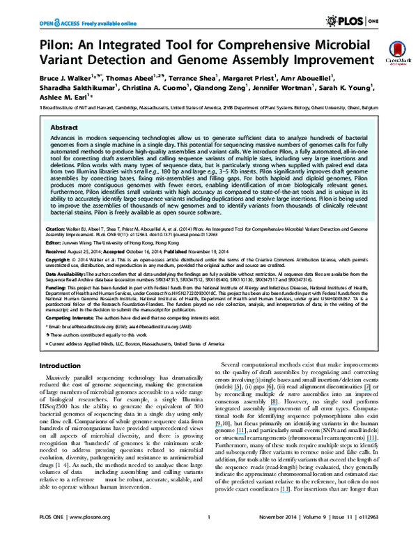 (PDF) Pilon: An Integrated Tool for Comprehensive Microbial Variant ...