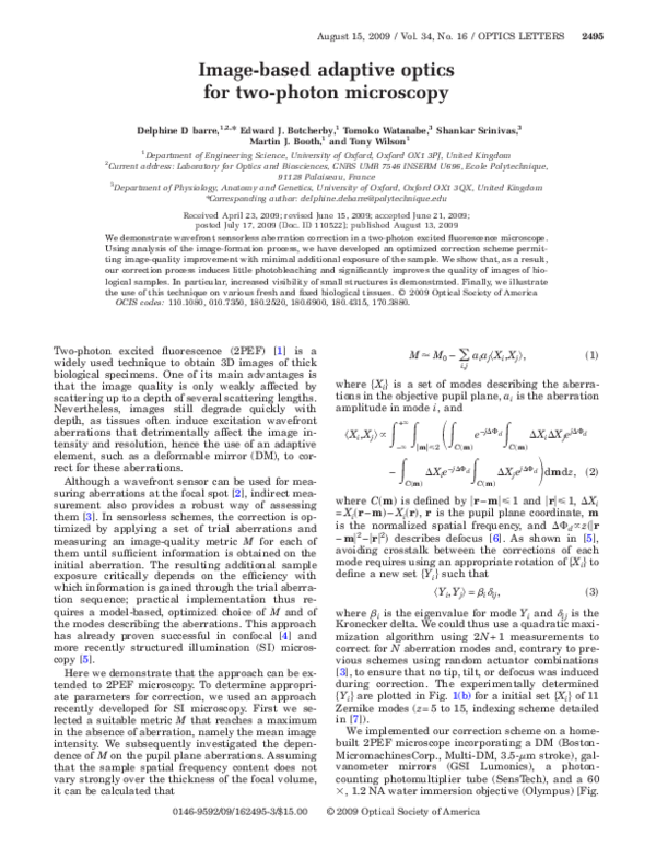 (PDF) Image-based adaptive optics for two-photon microscopy