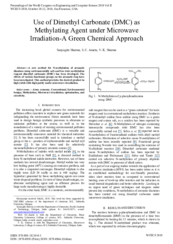 (PDF) Use of Dimethyl Carbonate (DMC) as Methylating Agent under ...