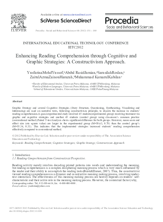(PDF) Enhancing Reading Comprehension through Cognitive and Graphic Strategies: A Constructivism ...