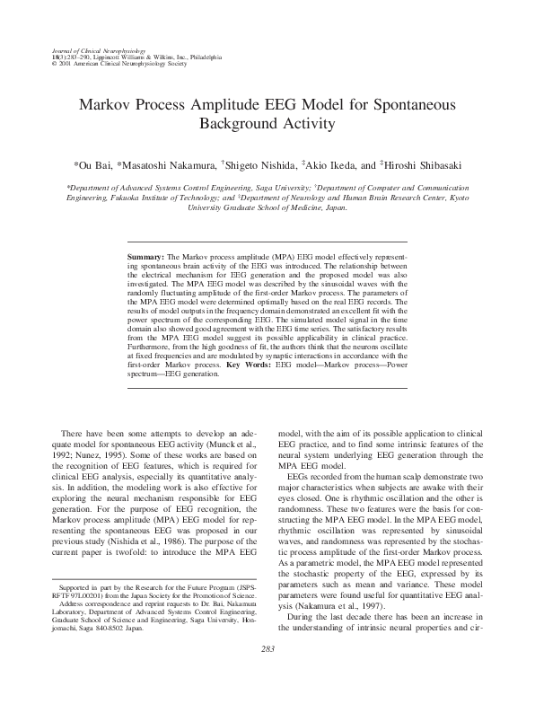 (PDF) Markov Process Amplitude EEG Model for Spontaneous Background Activity