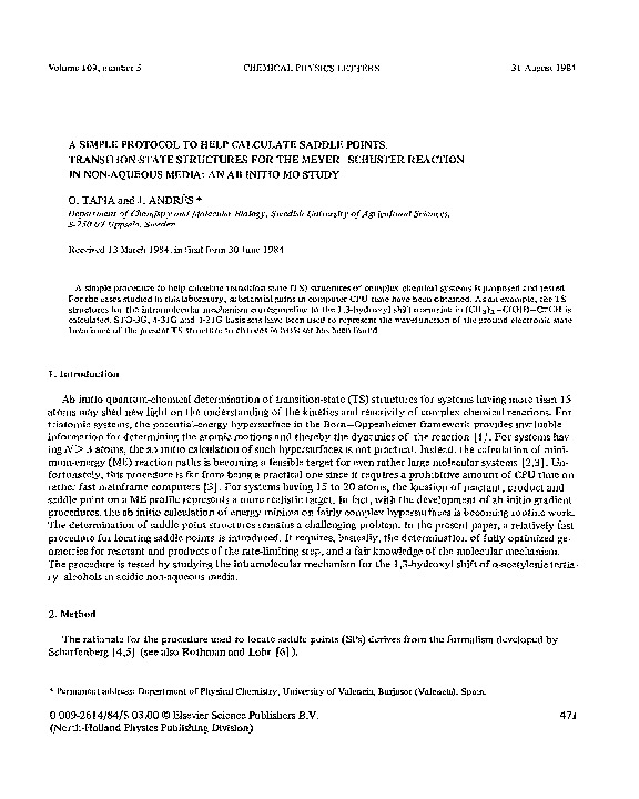 (PDF) A simple protocol to calculate saddle points. TRANSITION-STATE ...