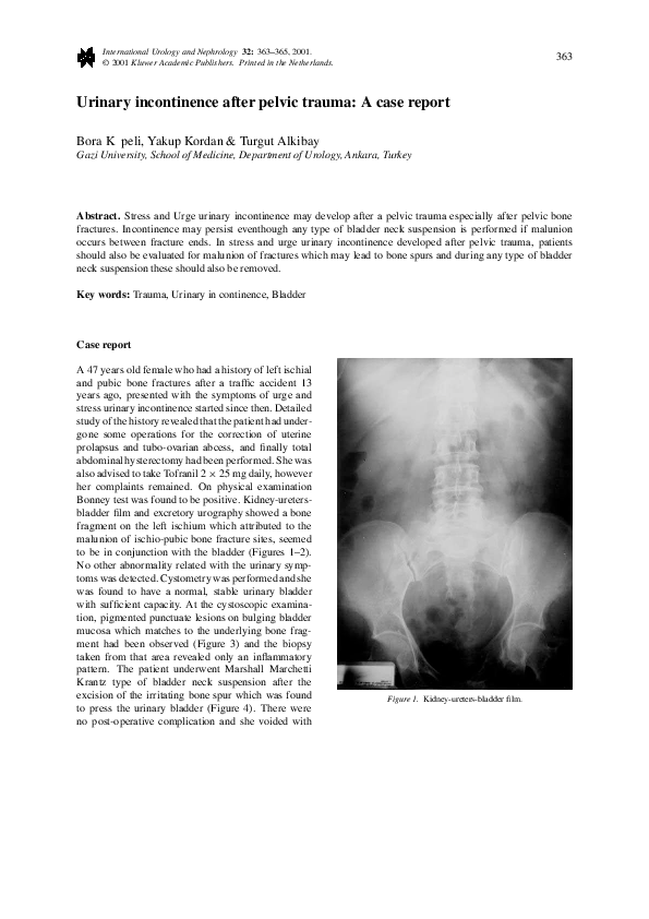 (PDF) Urinary incontinence after pelvic trauma: a case report