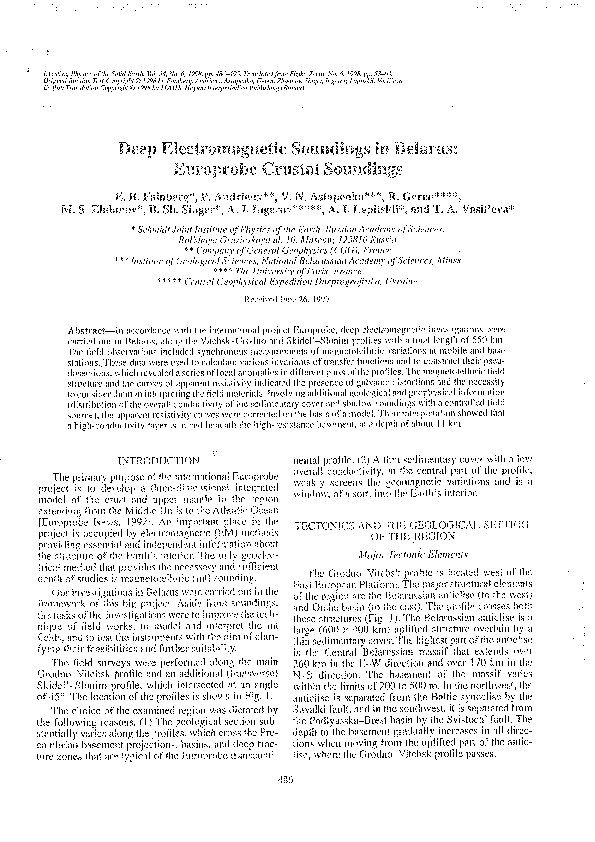 (PDF) Deep electromagnetic soundings in Belarus: crustal soundings in ...