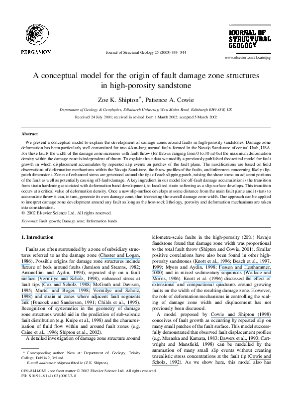 (PDF) A Conceptual Model for the Origin of Fault Damage Zone Structures ...